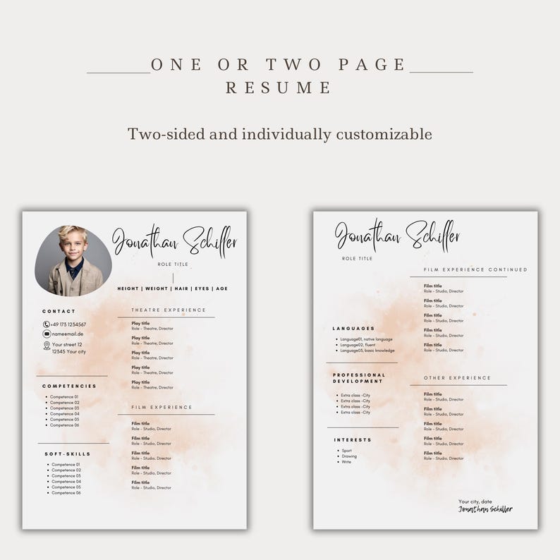 Child Actor Resume Template Boho Photo Canva Child Model Actor ...