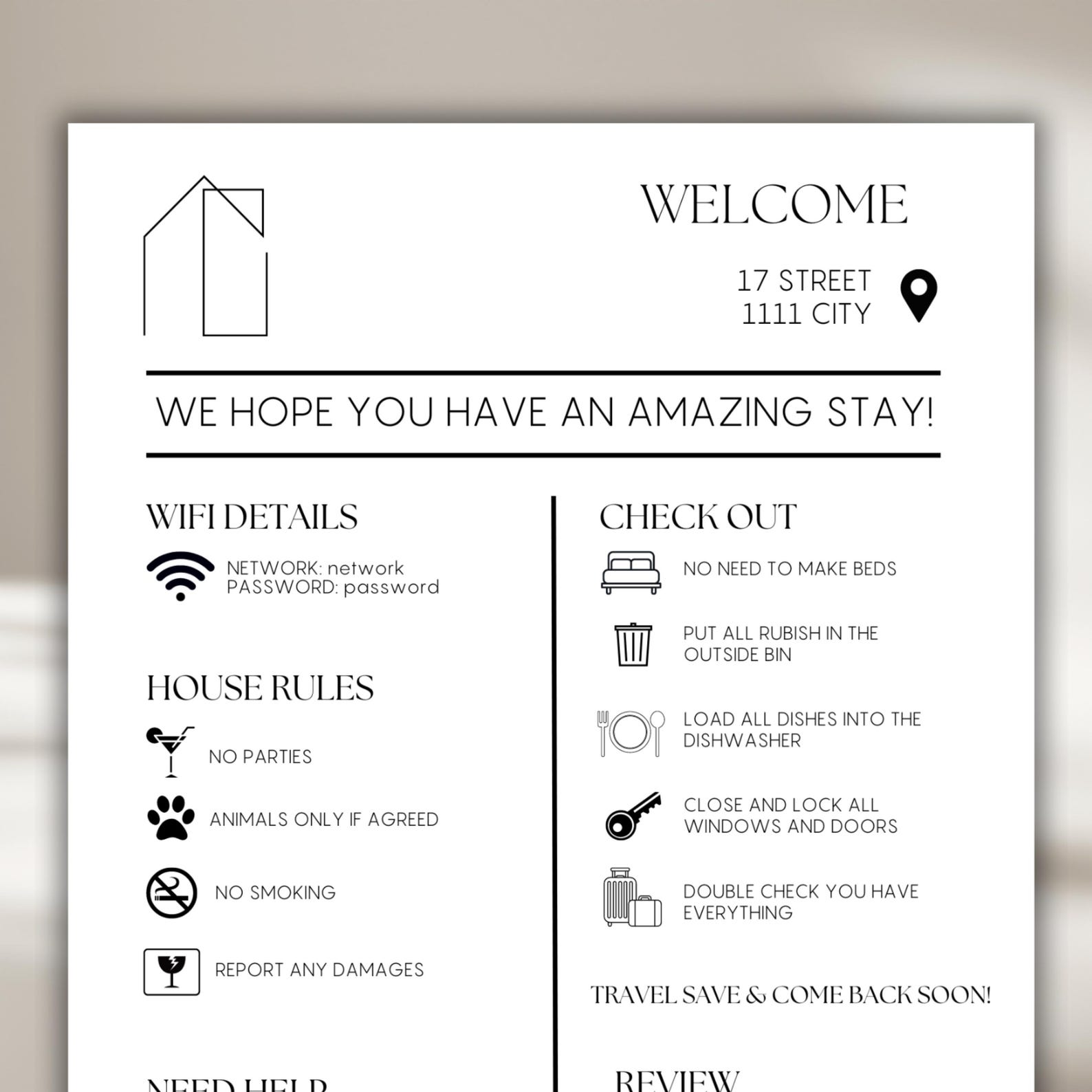 Welcome Sign Airbnb Hosts Vacation Rental Printable Guest Arrival ...