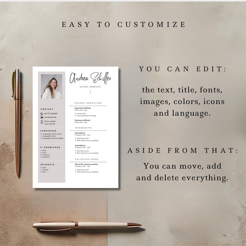 Professional Resume Template Photo Minimalist Cv Template Executive ...