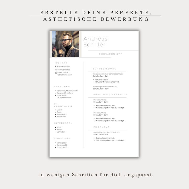 Application Template German CV Tabular Creative Cover Letter Modern ...