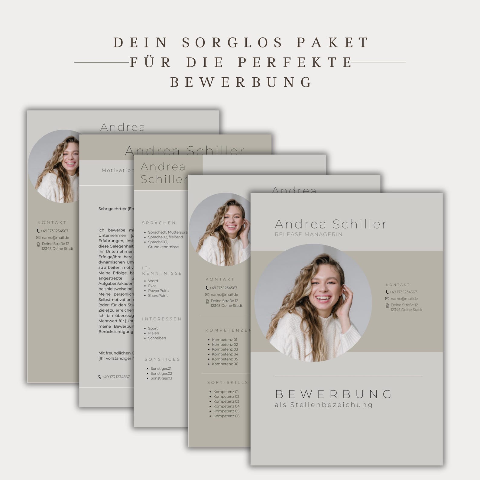 Application Template German CV Tabular Creative Cover Letter Modern ...