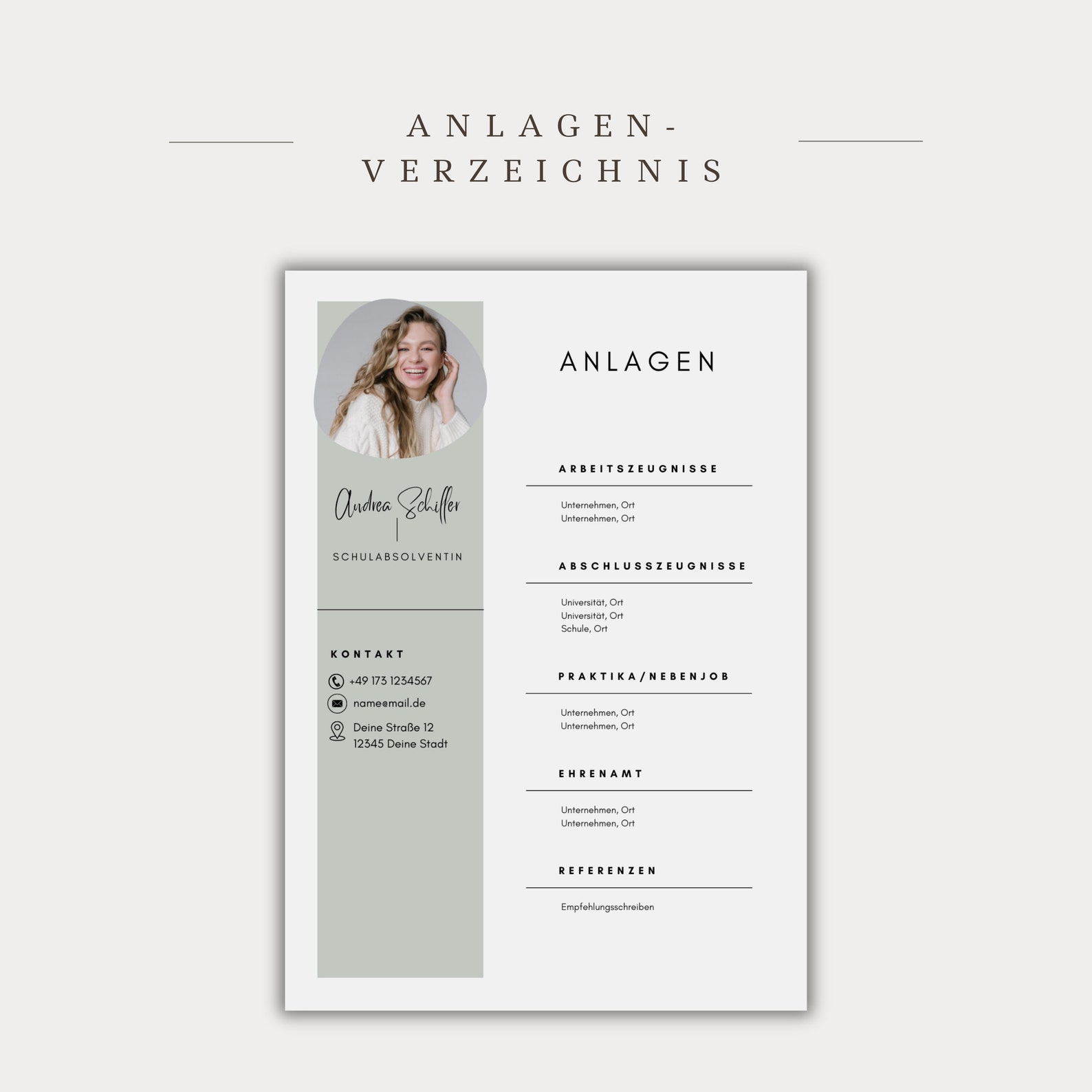 Application Template German CV in Table Creative Cover Letter Modern ...