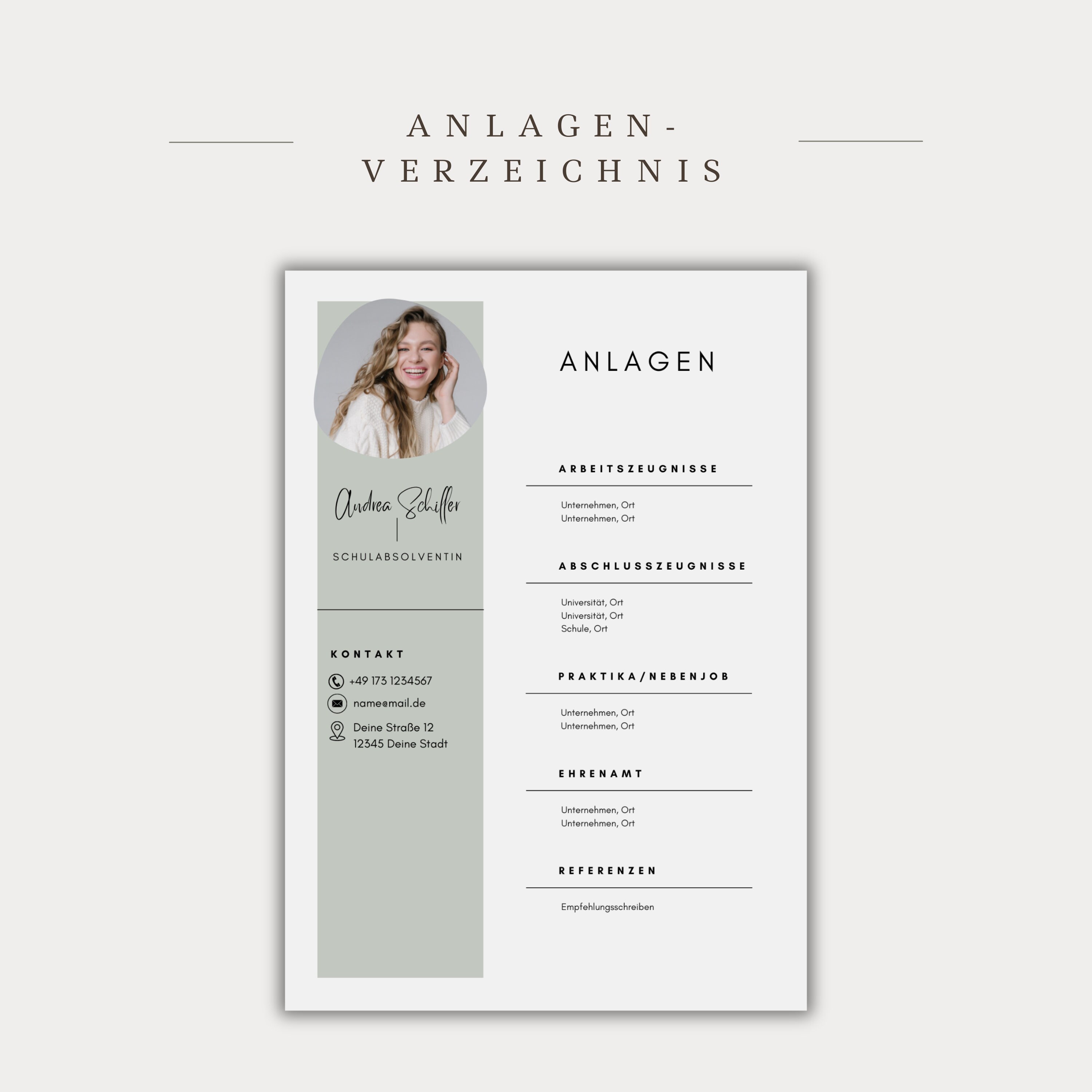 Application Template German CV in Table Creative Cover Letter Modern ...