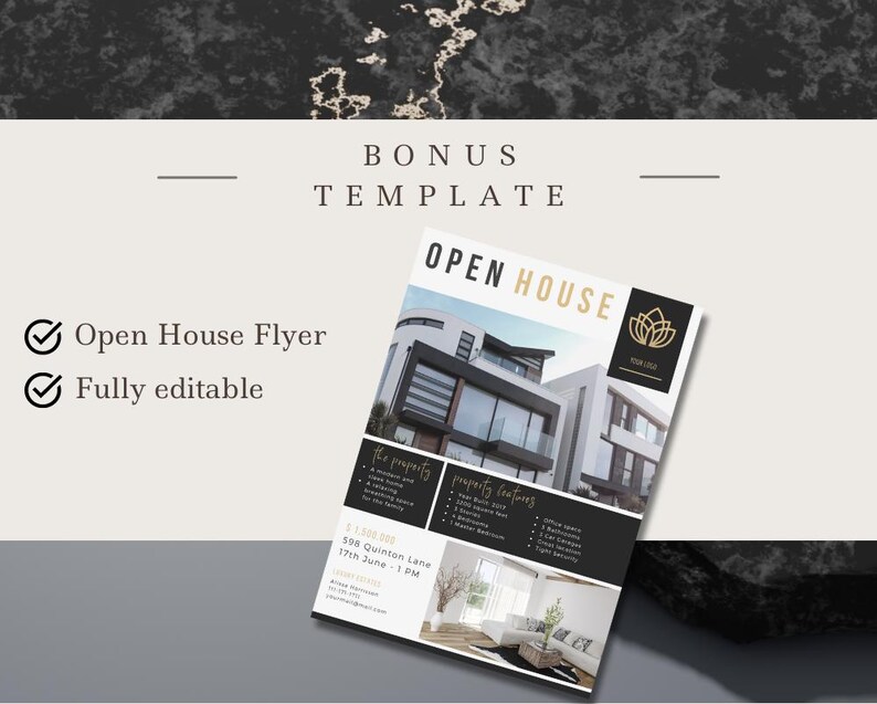 Editable Real Estate Logo Design Template Black Beige Small Business ...