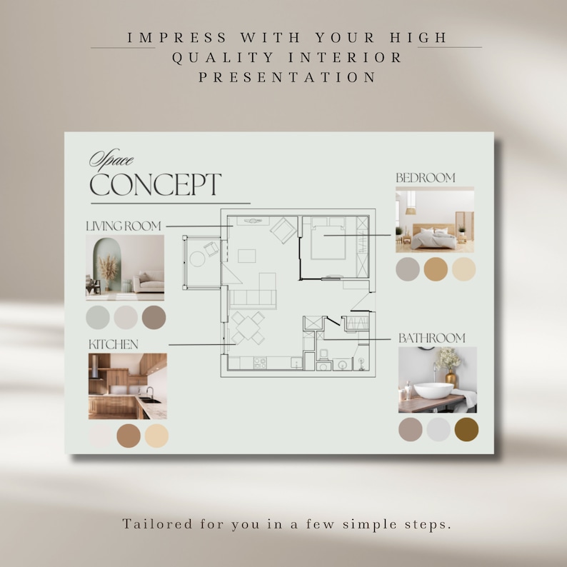 Interior Design Presentation Template Boho Mint Concept Mood Board Template for Interior ...
