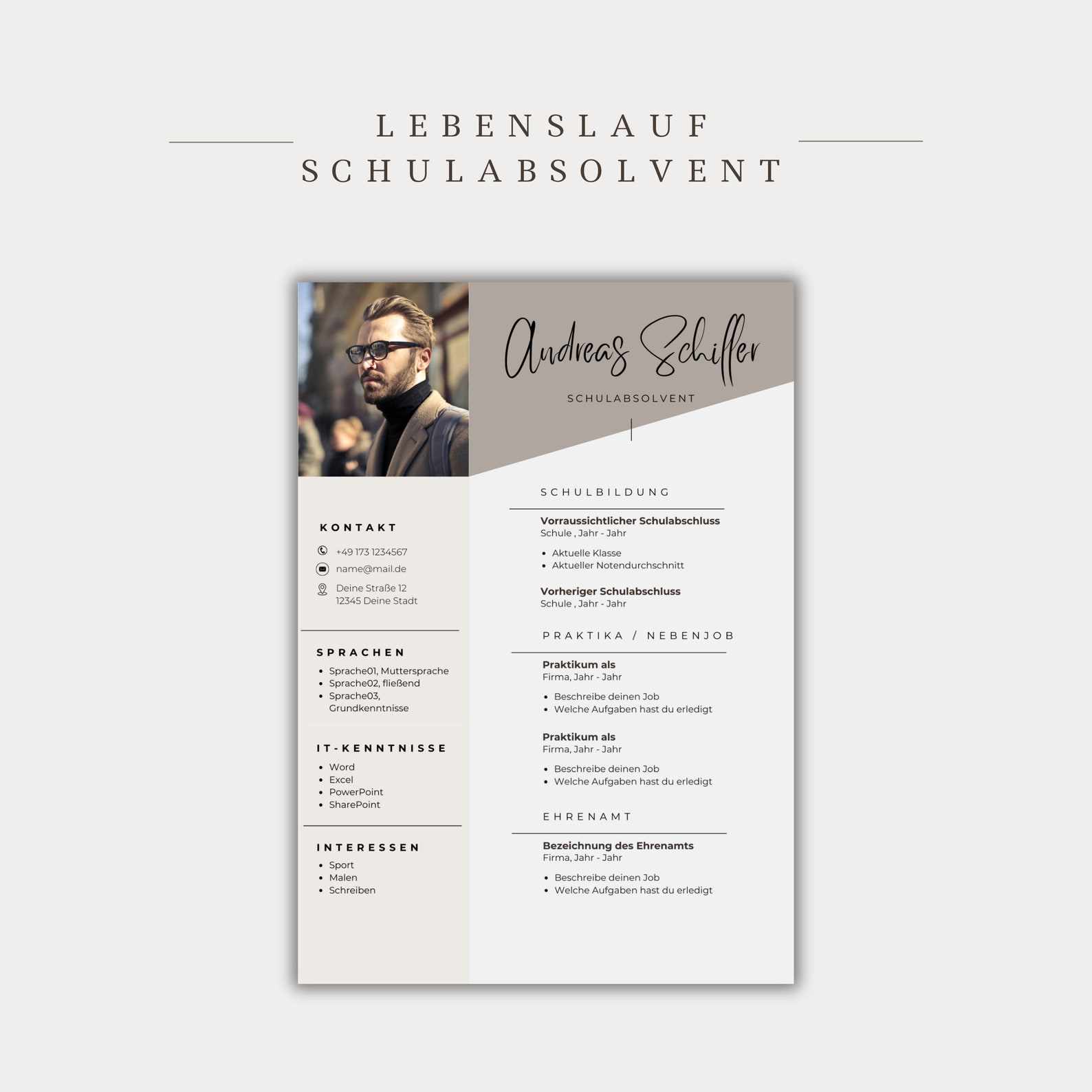 Application Template German CV in Table Creative Cover Letter Modern ...