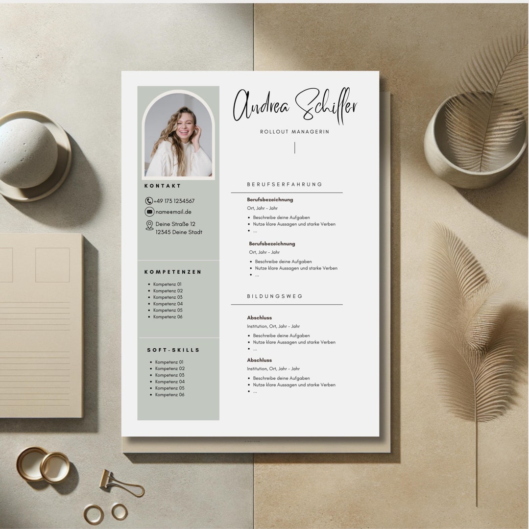 Application Template German CV Tabular Creative Cover Letter Modern ...