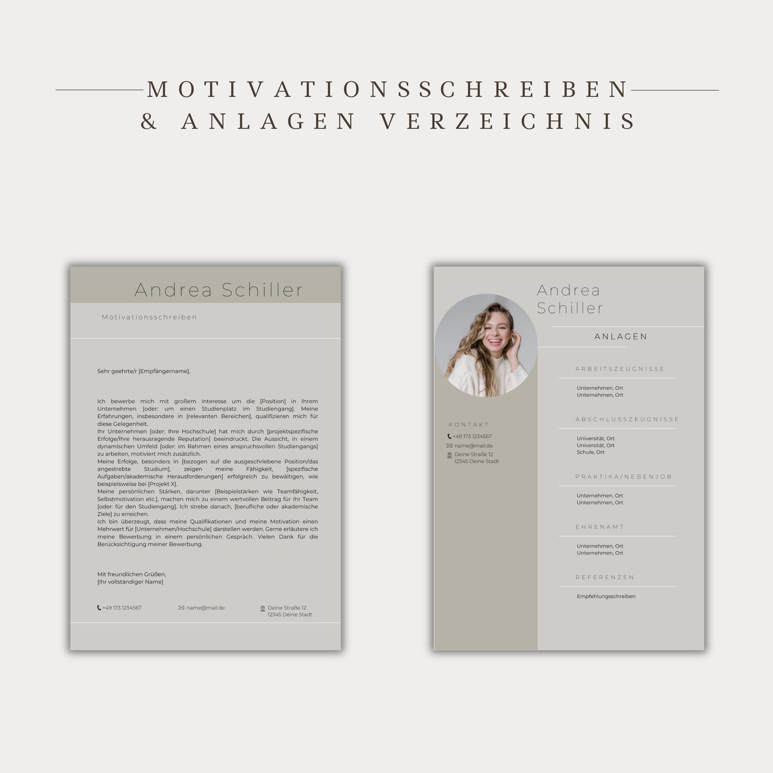 Application Template German CV Tabular Creative Cover Letter Modern ...