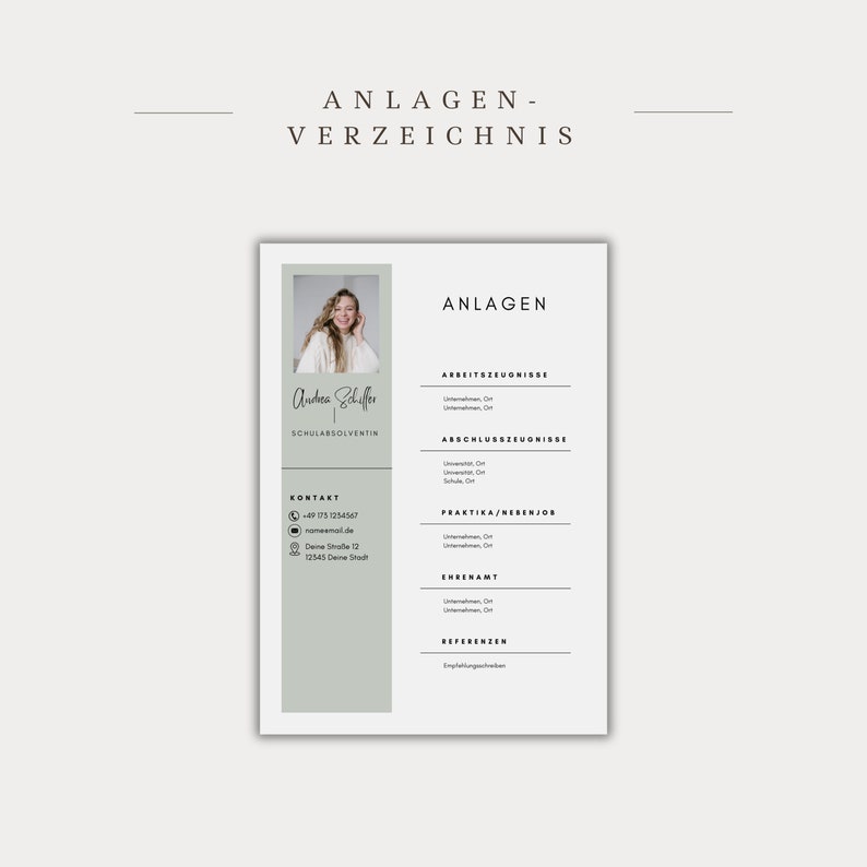Application Template German CV in Table Creative Cover Letter Modern ...