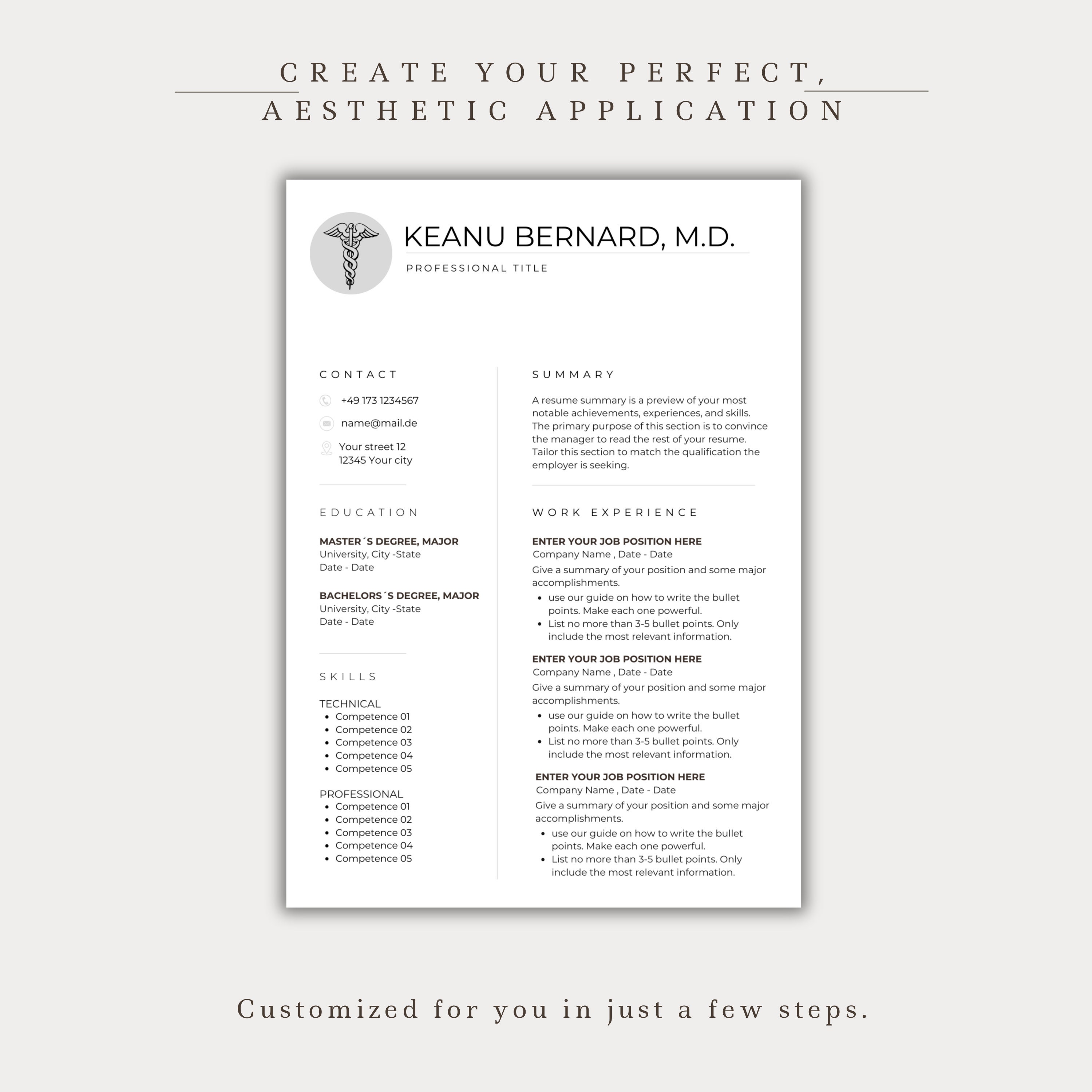 Doctor Resume Template Canva Medical CV Cover Letter Pharmacist Resume ...