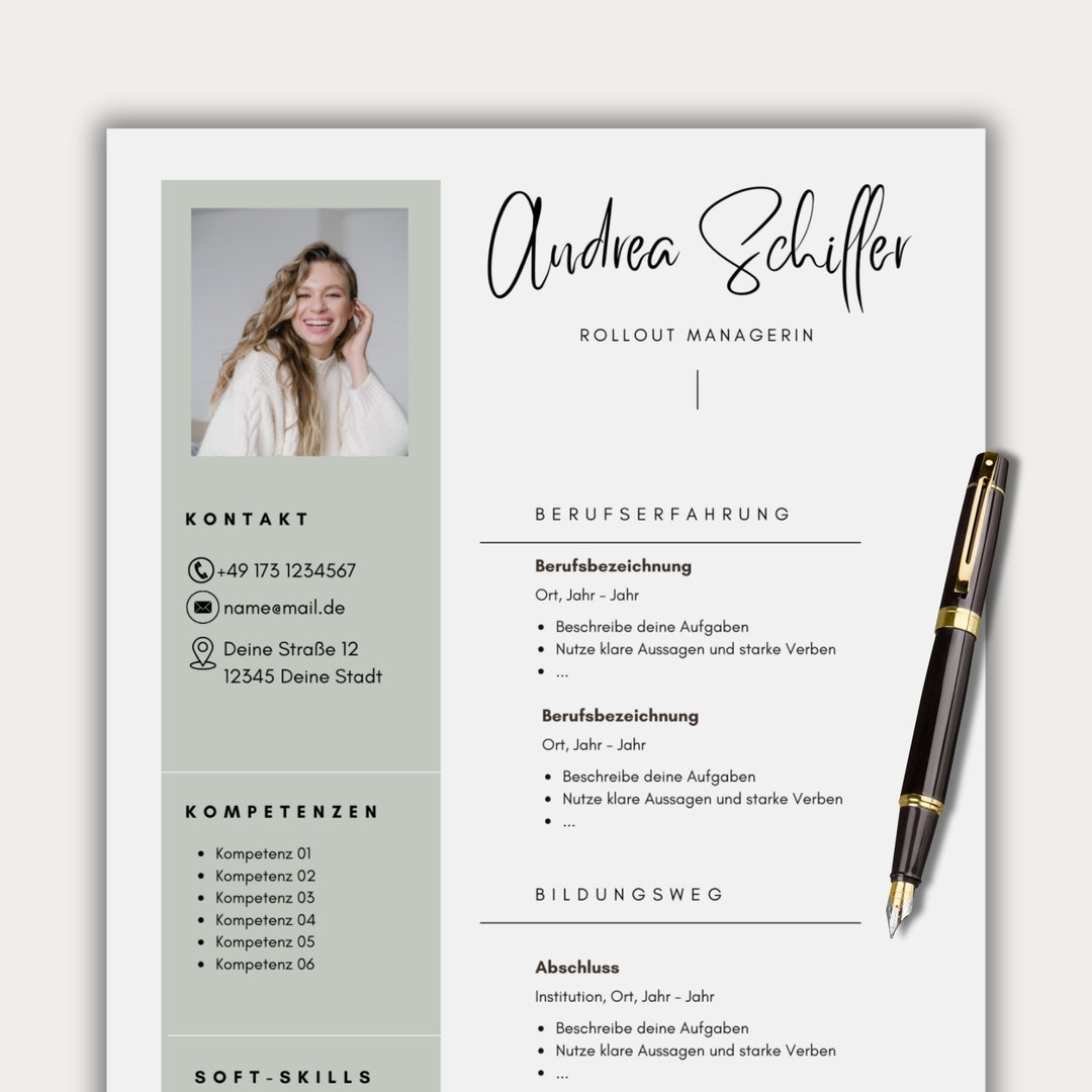 Bewerbungsvorlage Deutsch Lebenslauf Tabellarisch Kreativ Anschreiben Modern Deckblatt ...