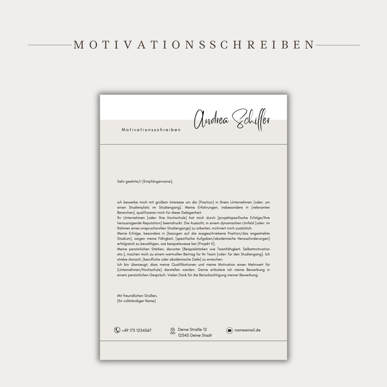 Application Template German CV in Table Creative Cover Letter Modern ...