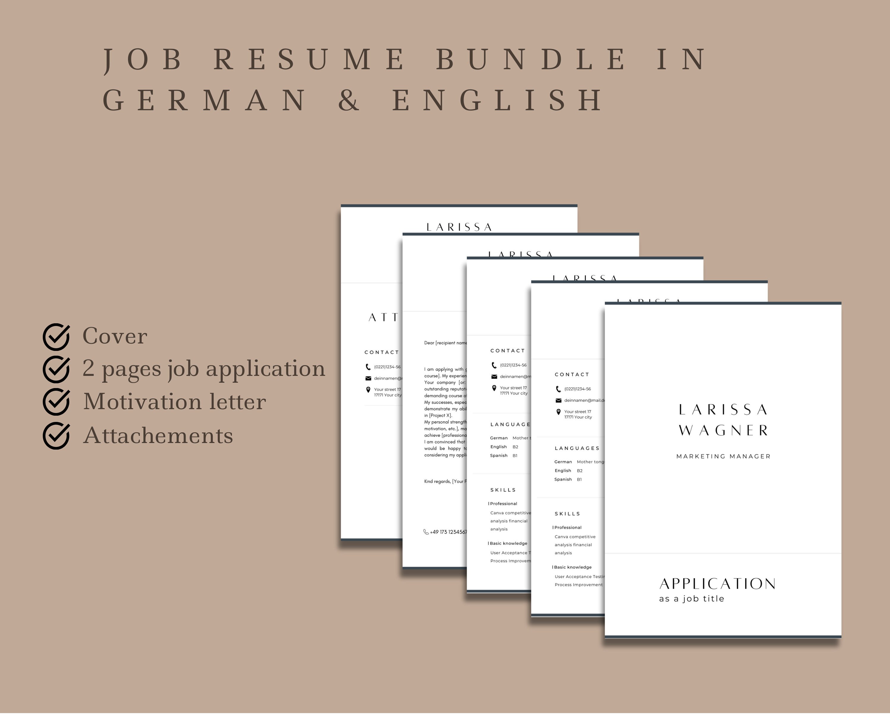 Modern Application Templates Bundle German English Tabular CV Template ...
