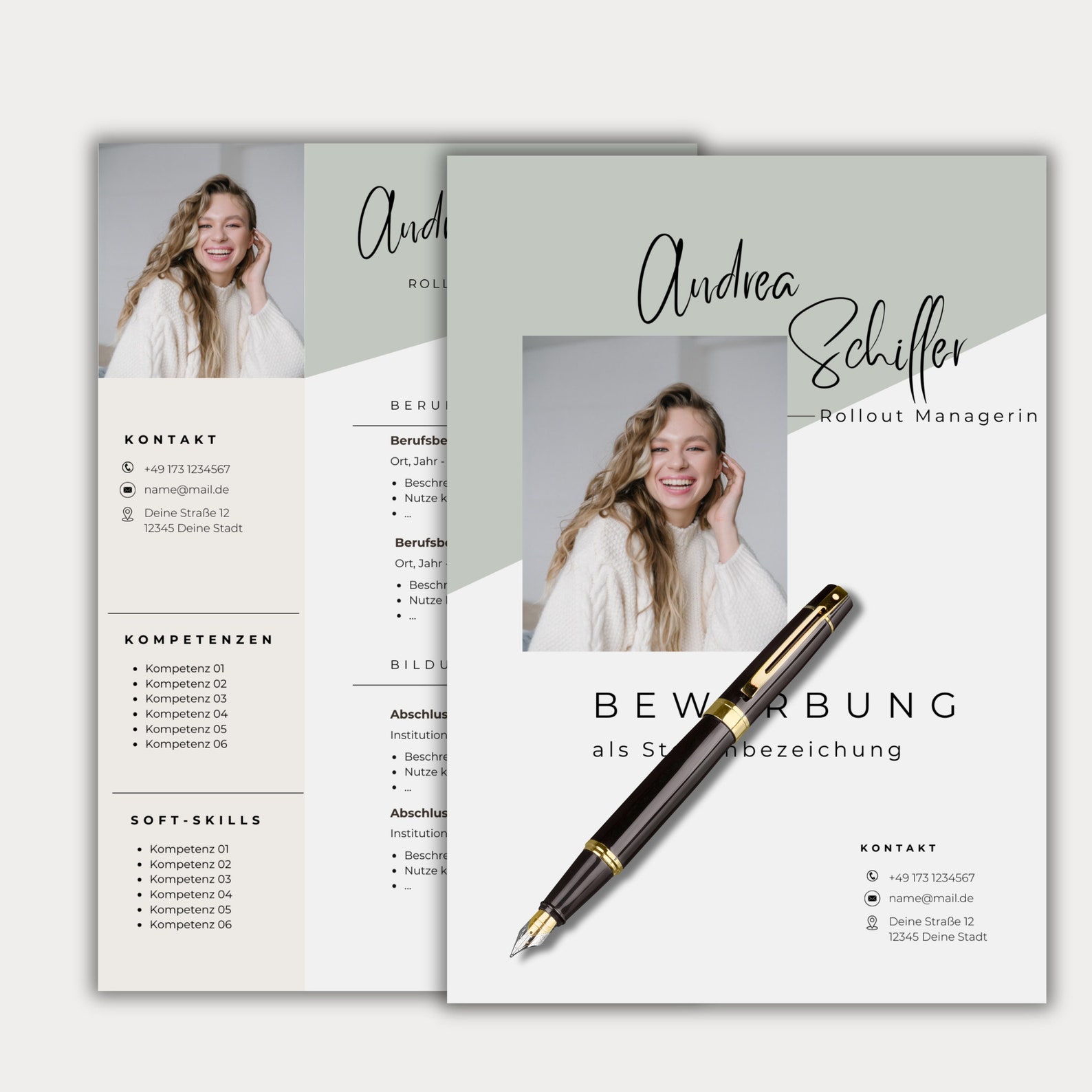 Application Template German CV in Table Creative Cover Letter Modern ...