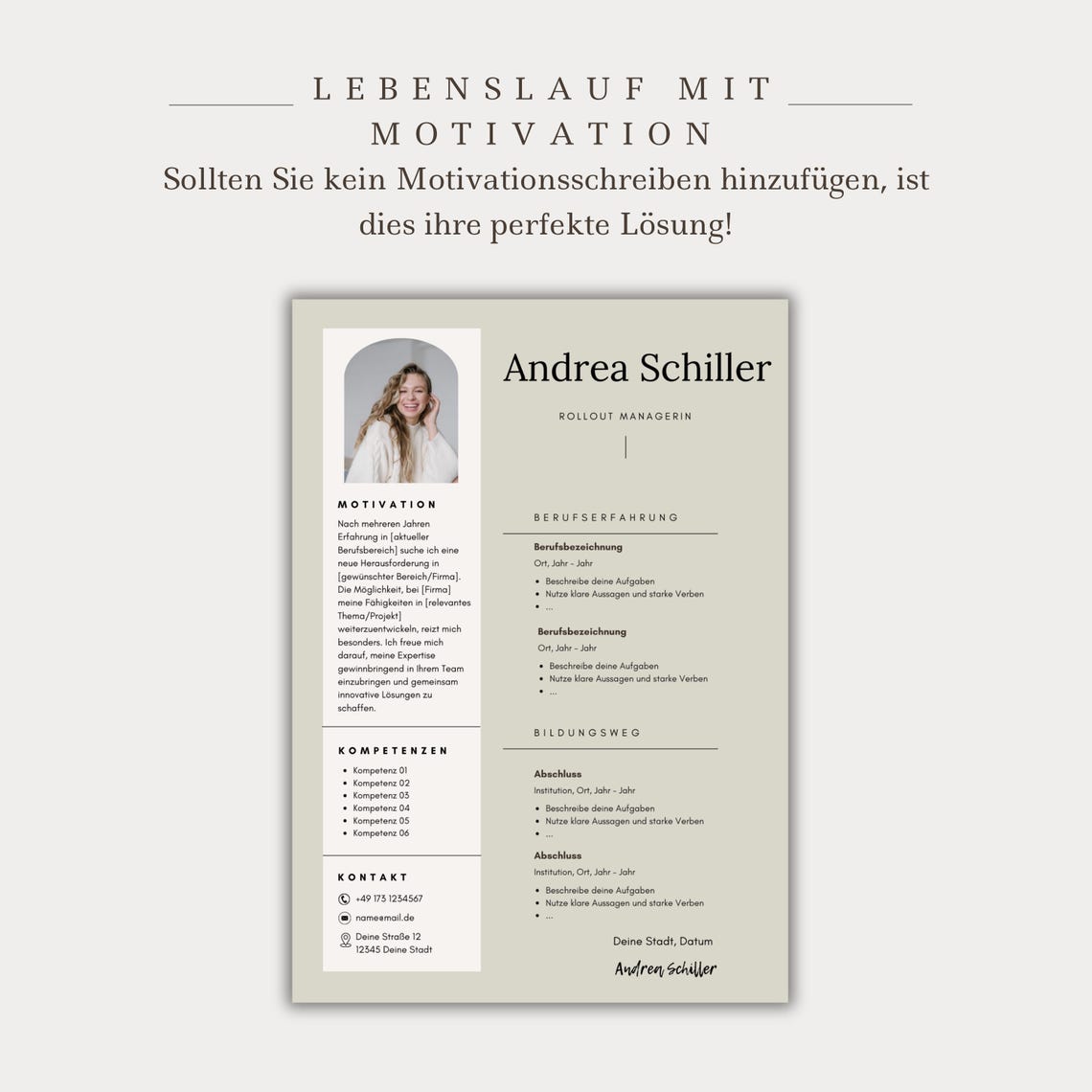 Application Template German CV Tabular Creative Cover Letter Modern ...
