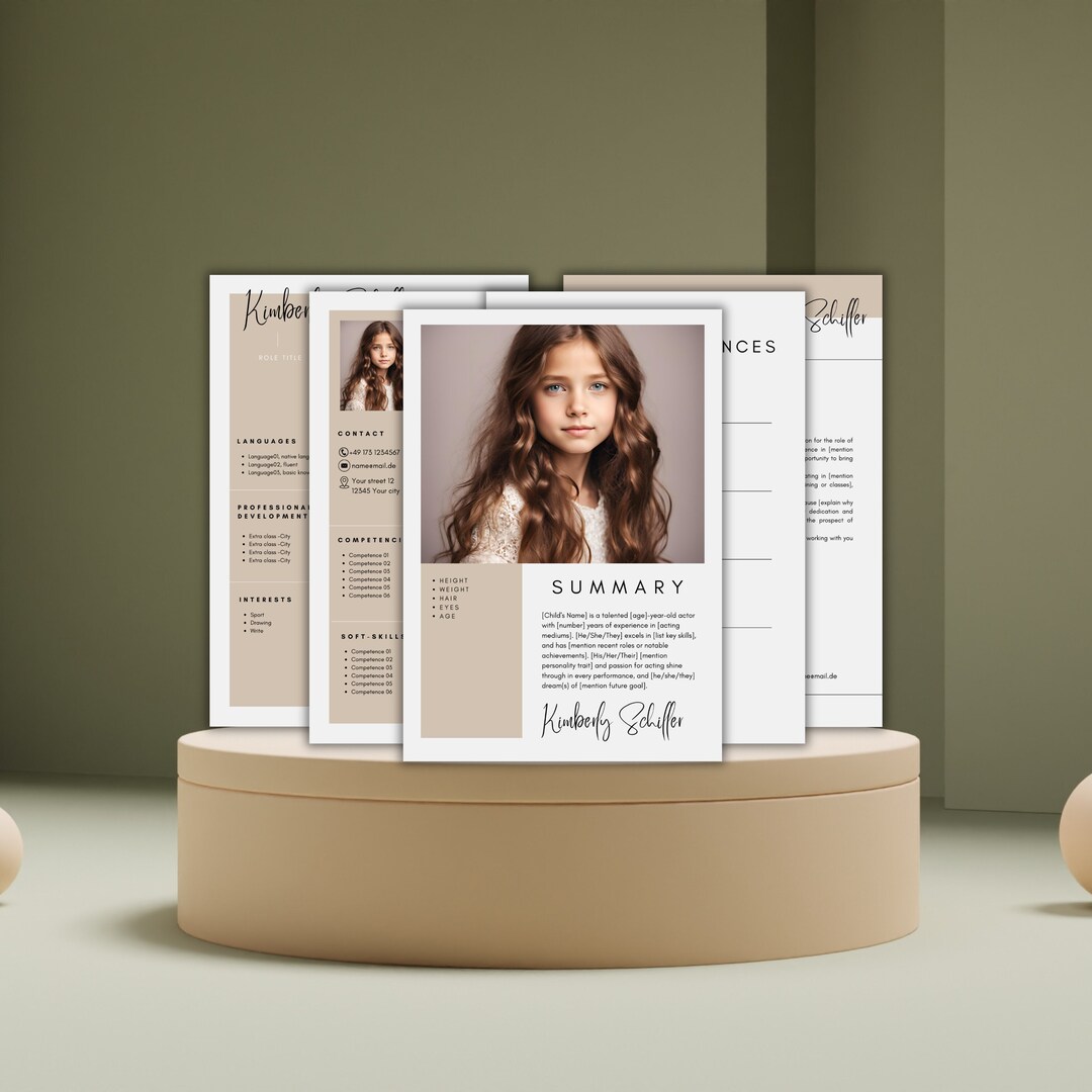 Child Actor Resume Template Boho Photo Canva Child Model Actor ...