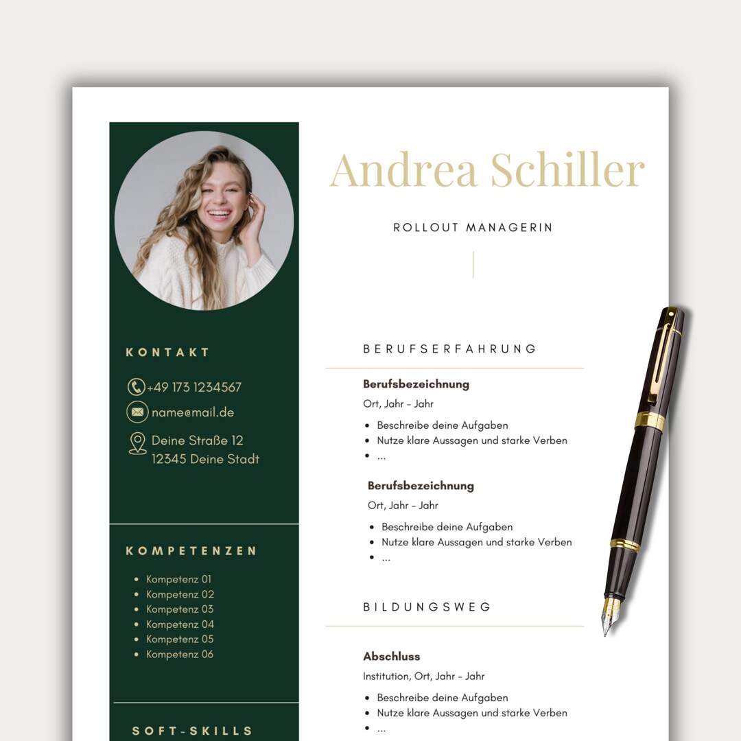 Application Template German CV Tabular Photo Cover Letter Modern Cover ...