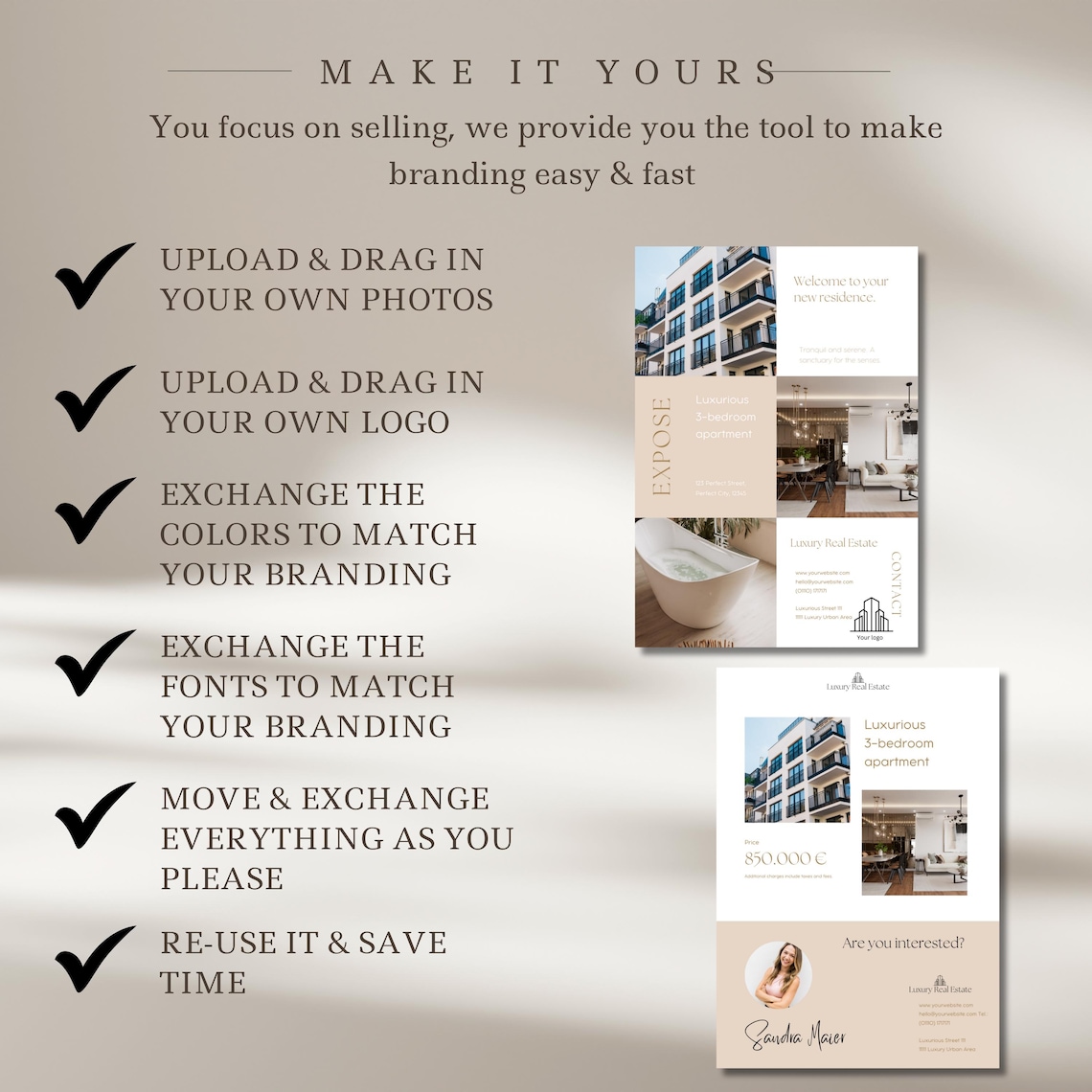 Real Estate Expose Listing Brochure Template House Selling Apartment ...