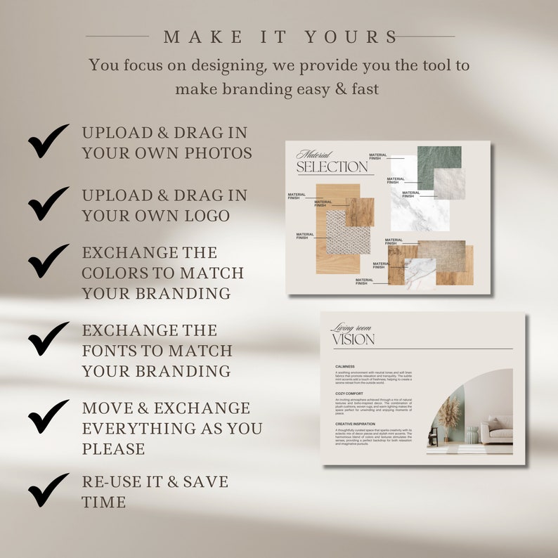 Interior Design Presentation Template Boho Beige Concept Mood Board Template for Interior ...