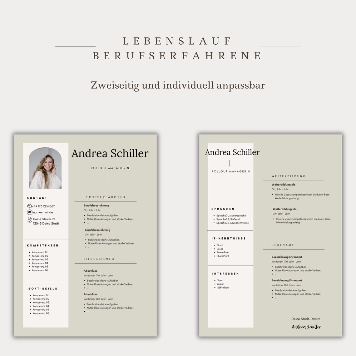 Application Template German CV Tabular Creative Cover Letter Modern ...