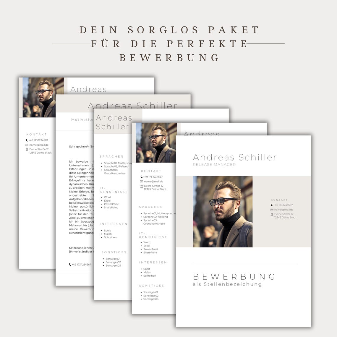 Application Template German CV Tabular Creative Cover Letter Modern ...