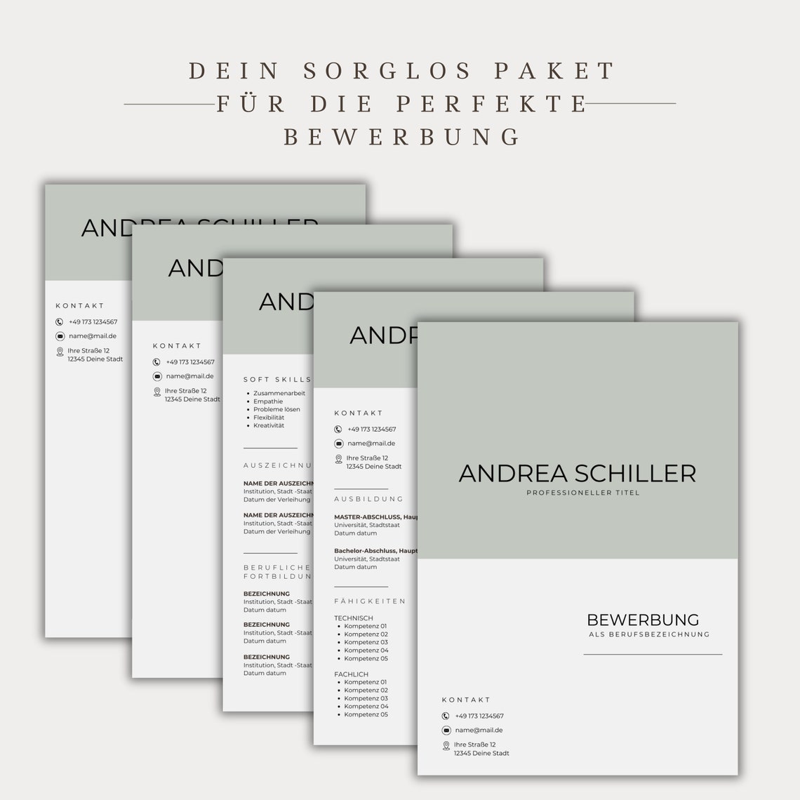 Application Template German CV in Table Creative Cover Letter Modern ...