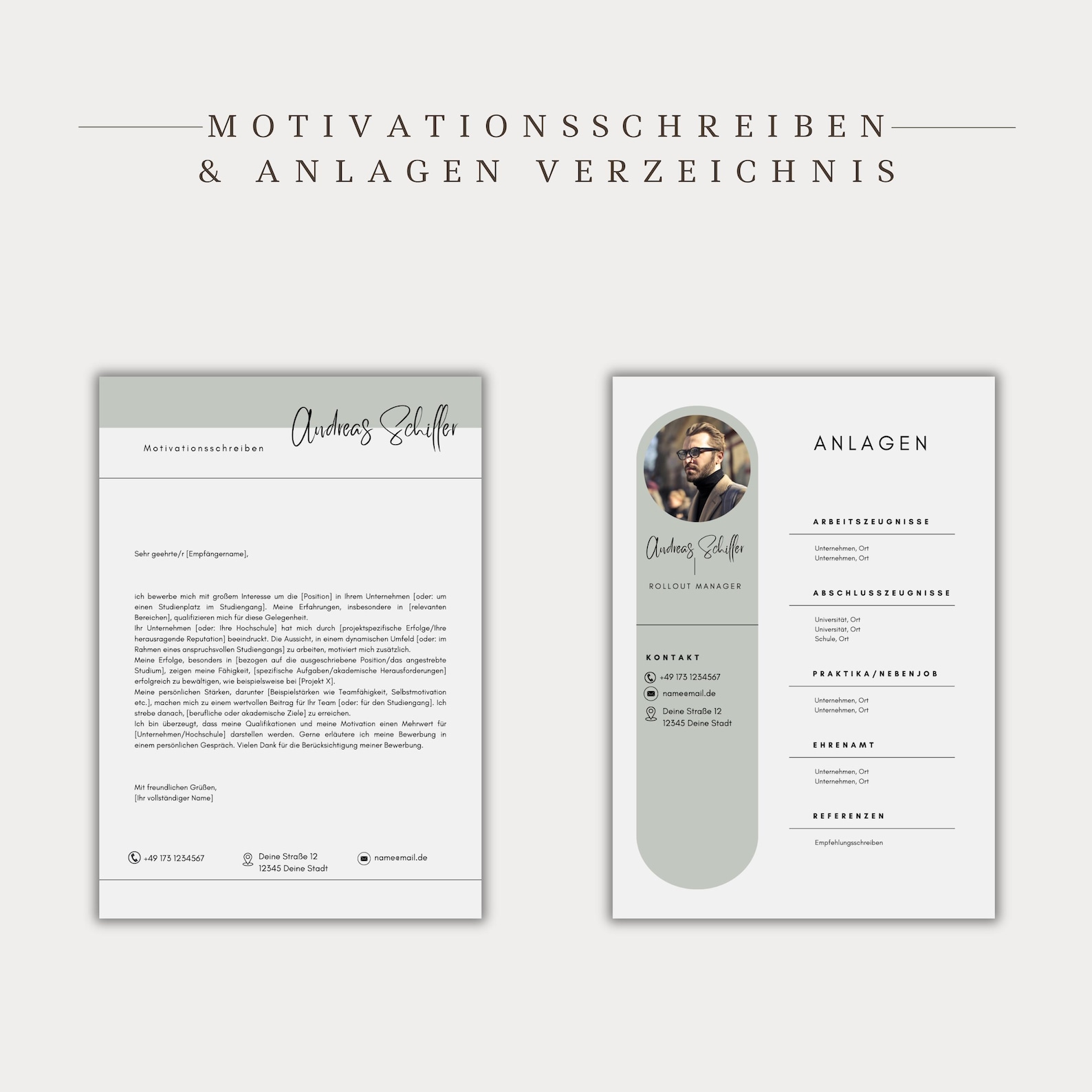 Application Template German CV Tabular Creative Cover Letter Modern ...