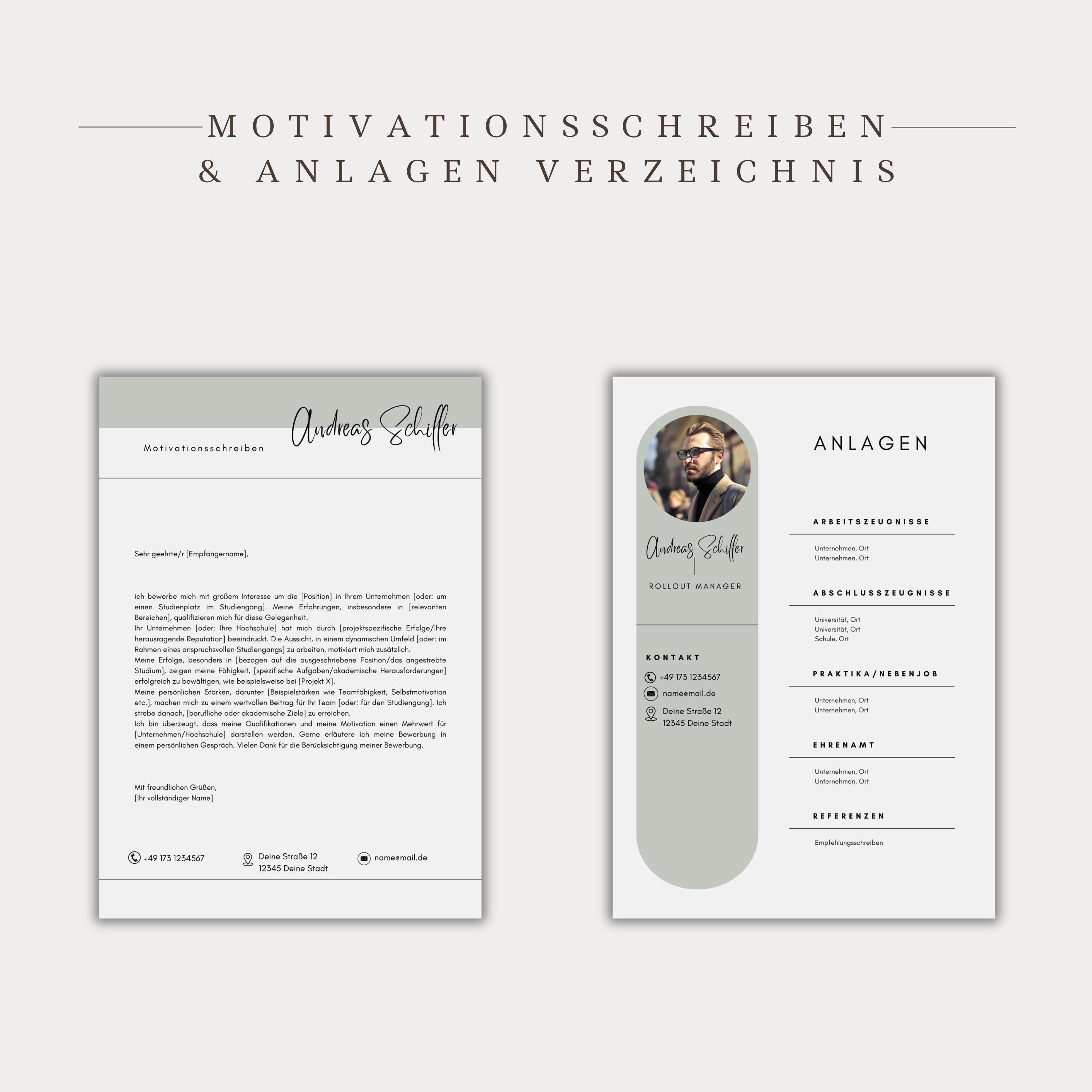 Application Template German CV Tabular Creative Cover Letter Modern ...