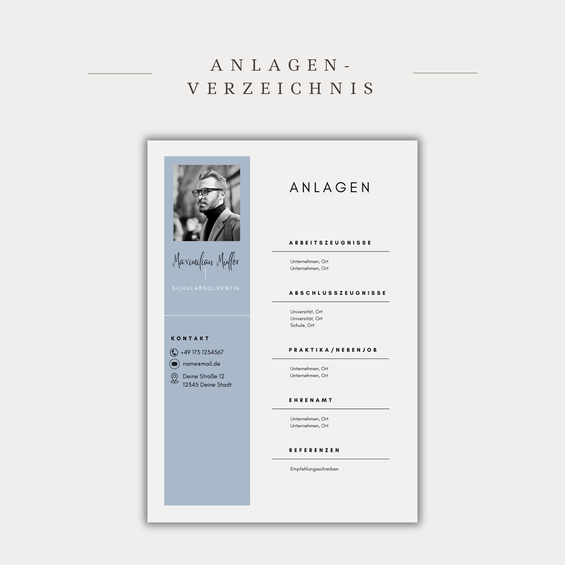 Application Template German CV in Table Creative Cover Letter Modern ...
