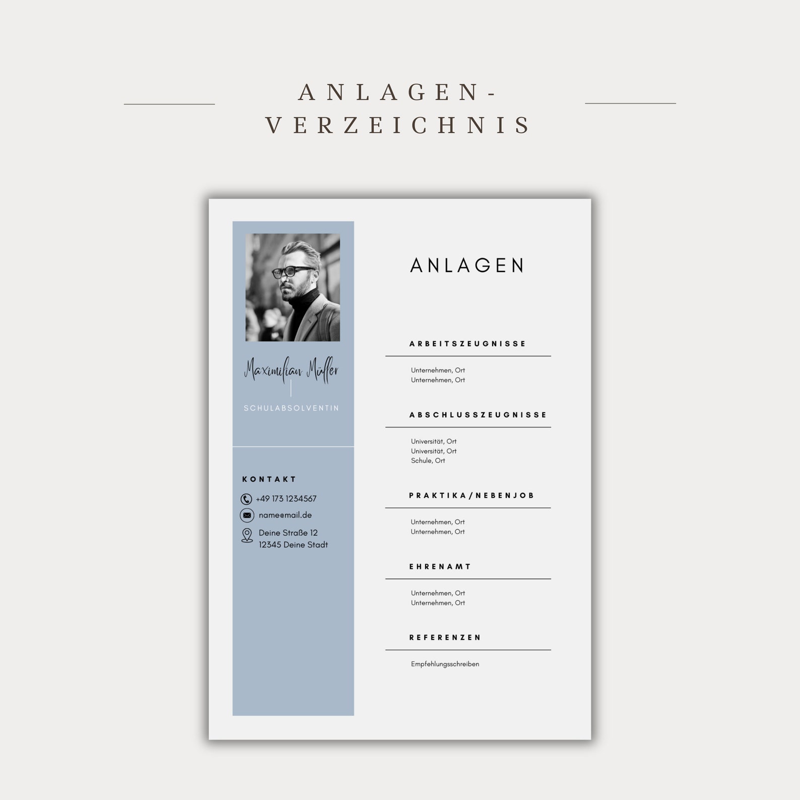 Application Template German CV in Table Creative Cover Letter Modern ...