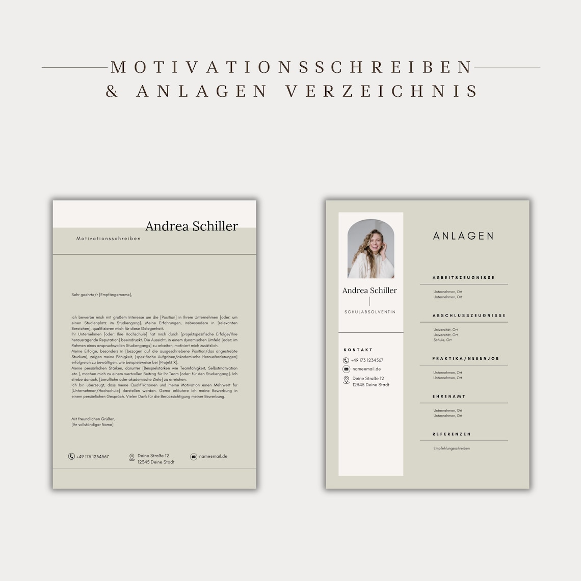 Application Template German CV Tabular Creative Cover Letter Modern ...