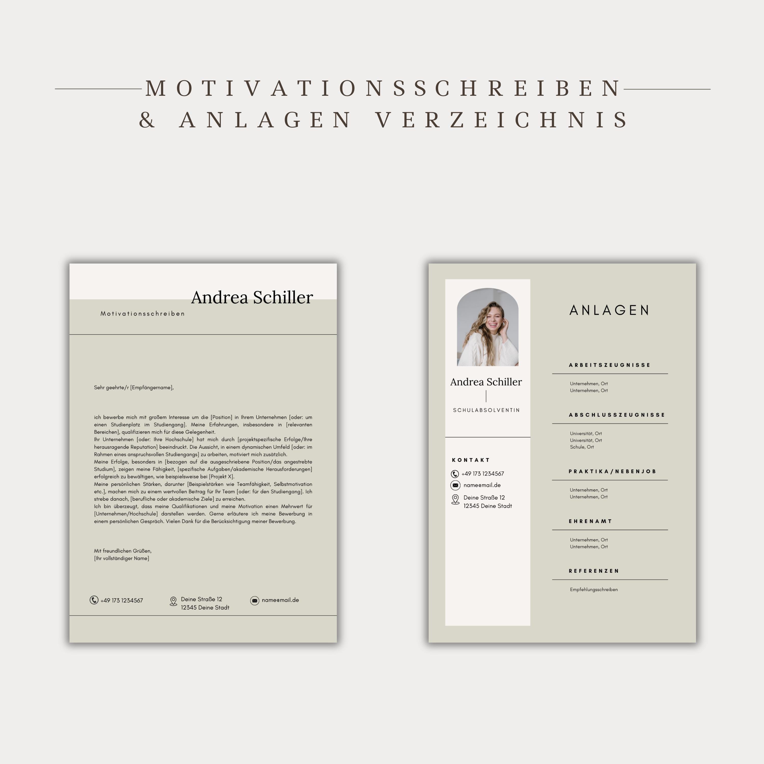 Application Template German CV Tabular Creative Cover Letter Modern ...