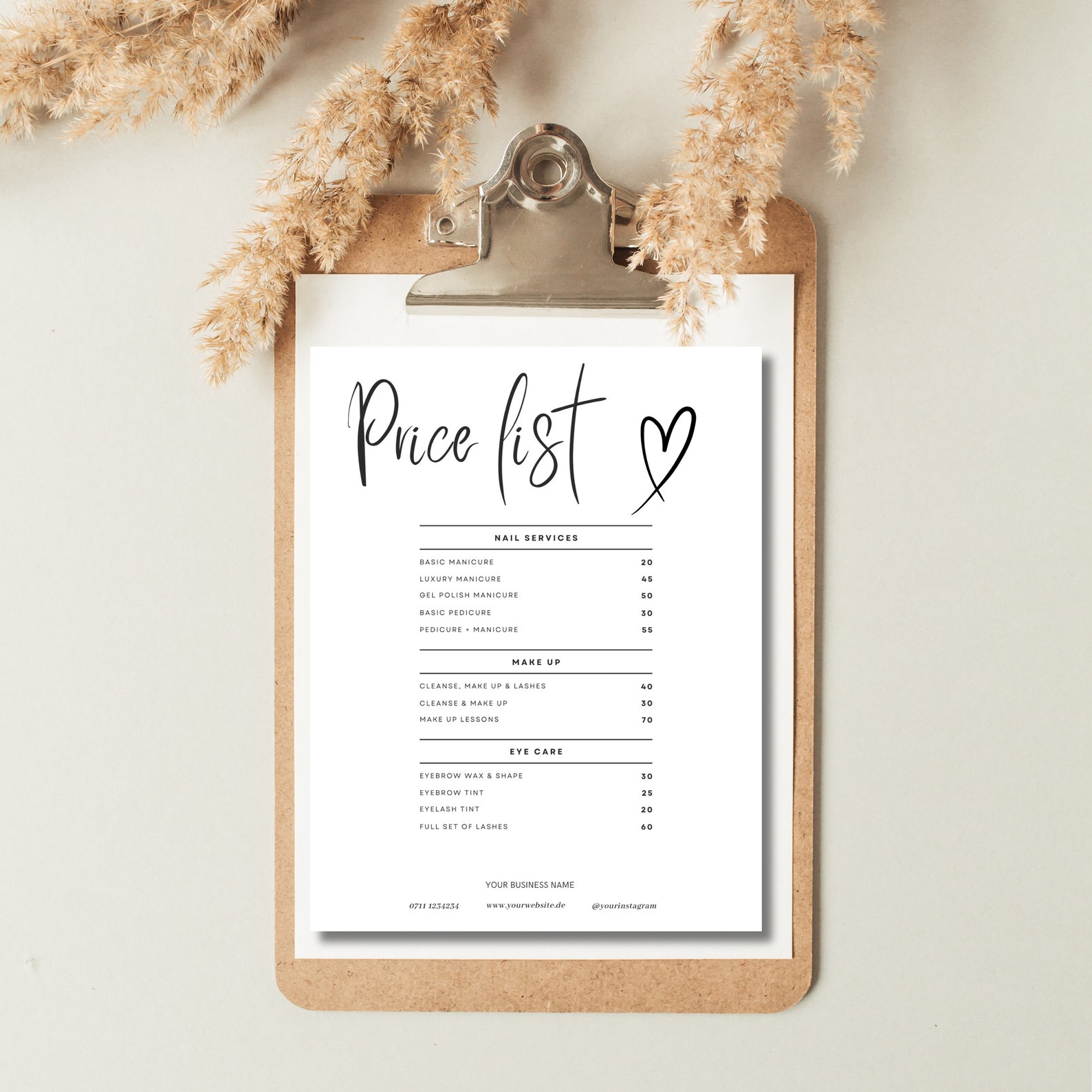 Minimal Beauty Business Price List Template Salon Price List Minimalist ...
