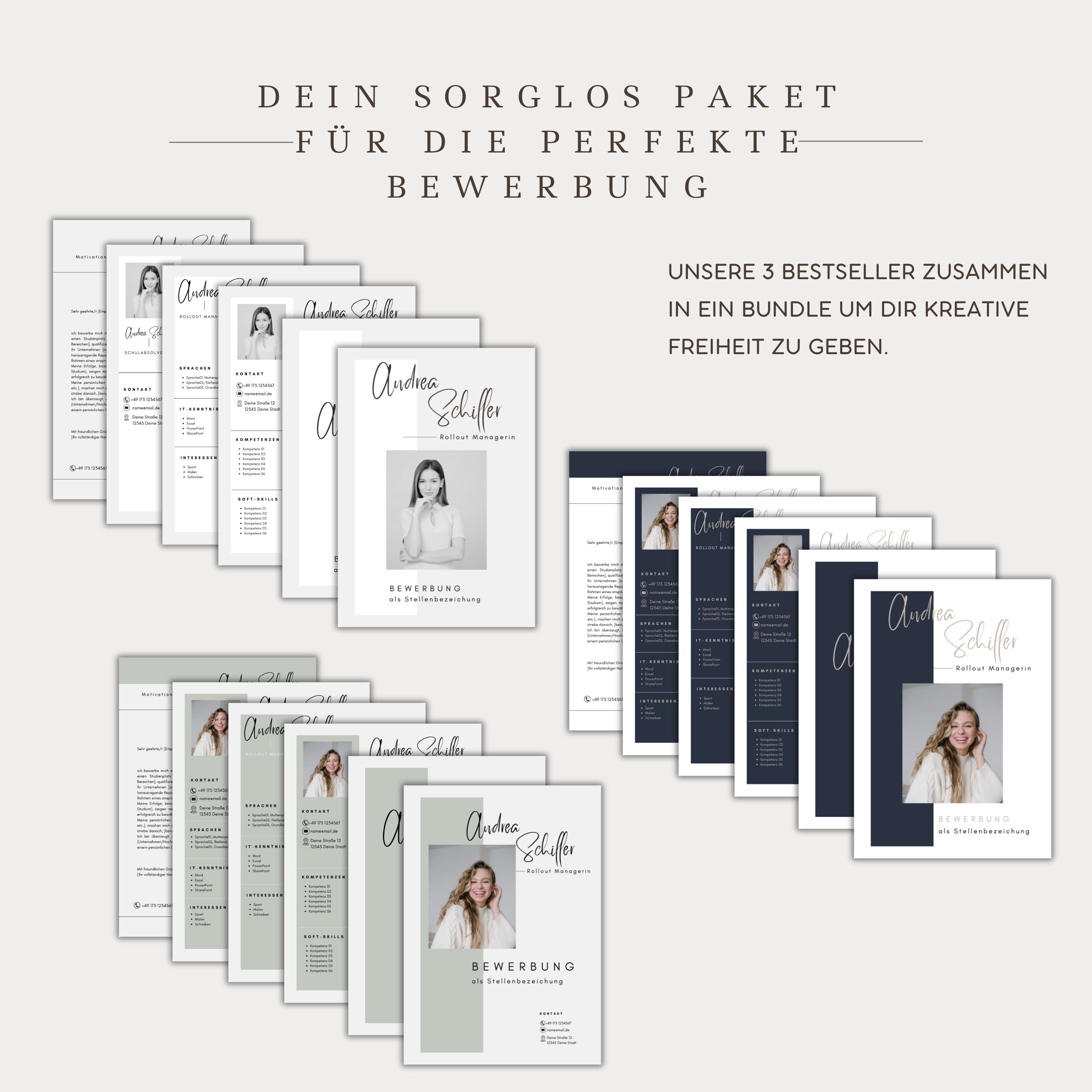 Application Template German CV in Table Creative Cover Letter Modern ...