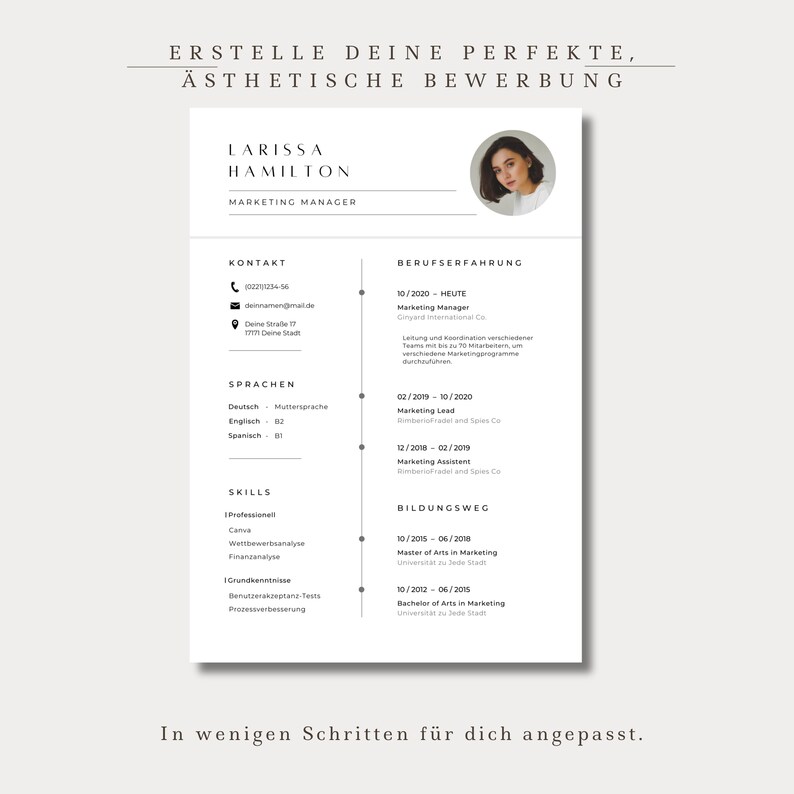 Modern Application Templates German Tabular CV Template Cover Sheet ...