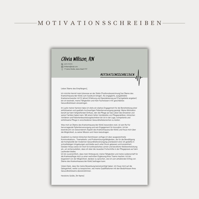Nurse Resume Template Canva German Nursing Cover Letter RN New Nurse ...