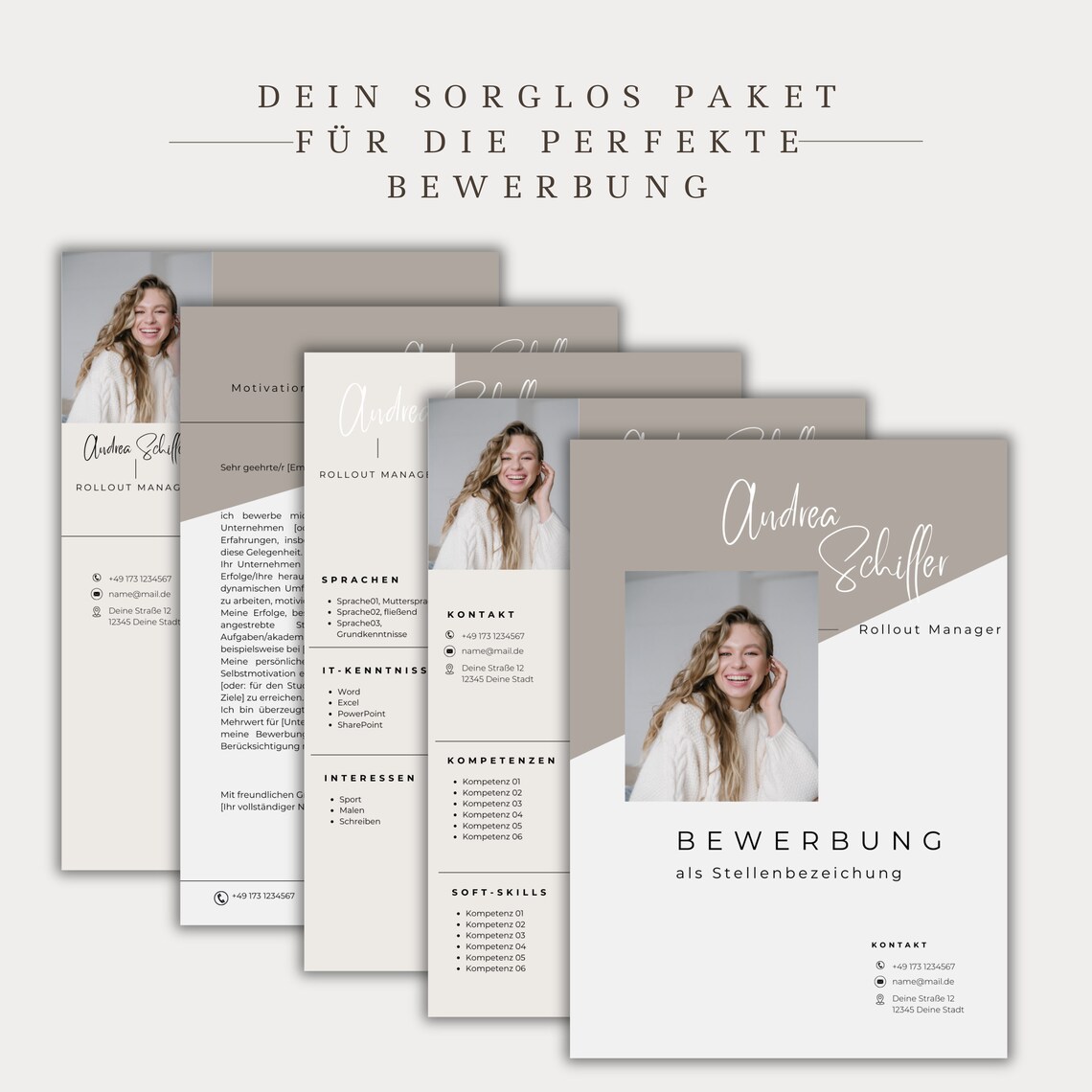 Application Template German CV in Table Creative Cover Letter Modern ...