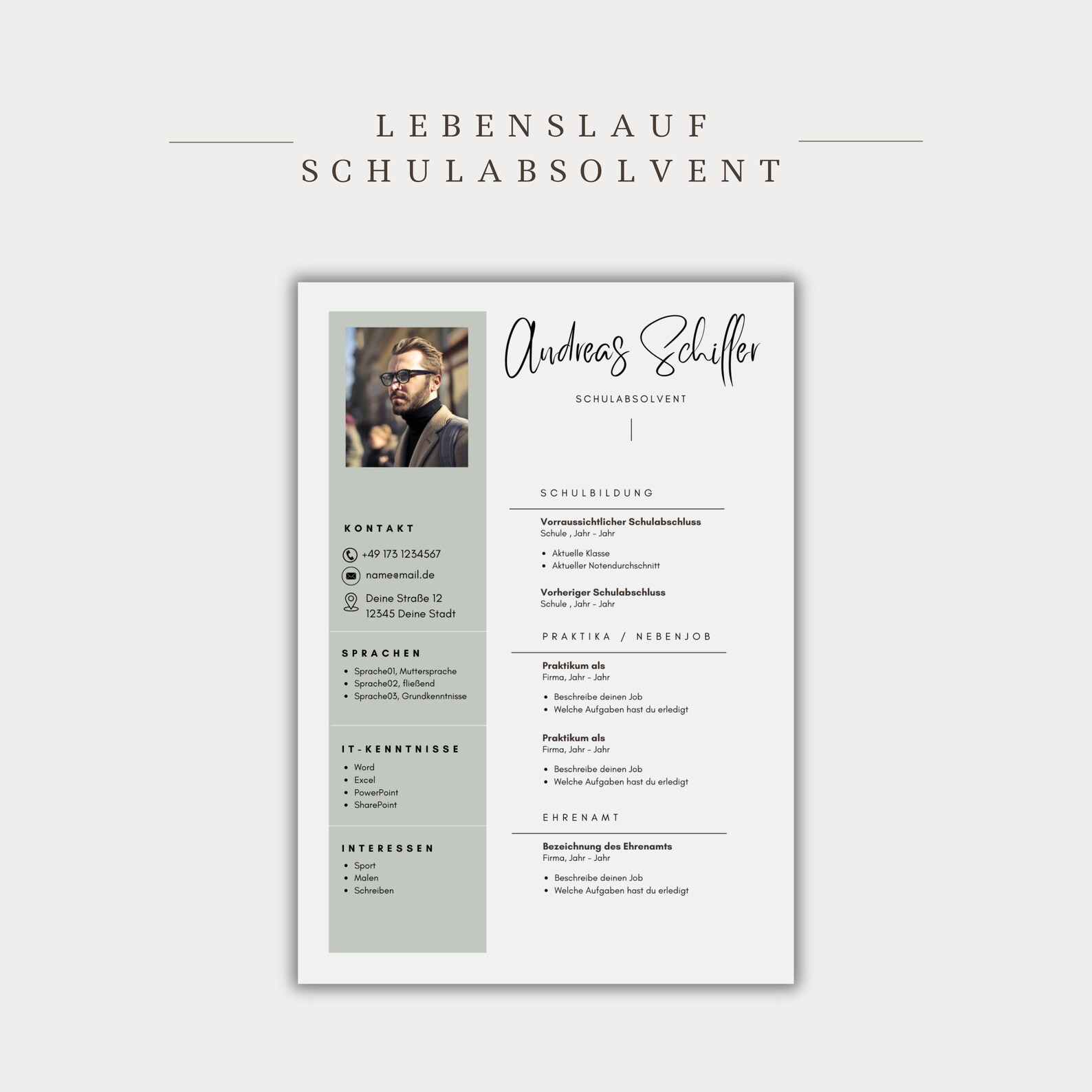 Application Template German CV in Table Creative Cover Letter Modern ...
