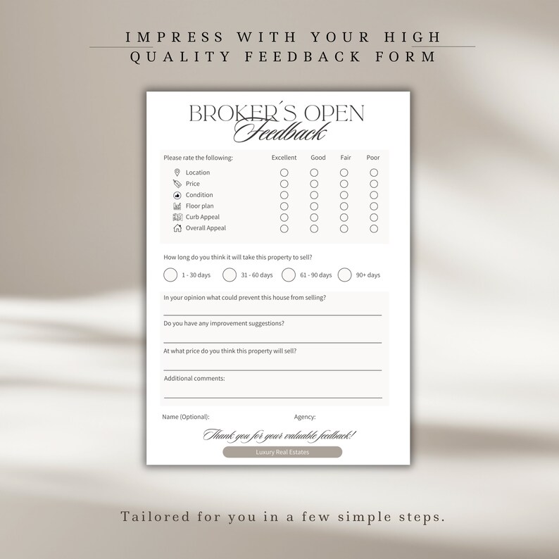 Brokers Open House Feedback Form Real Estate Template Modern Feedback ...