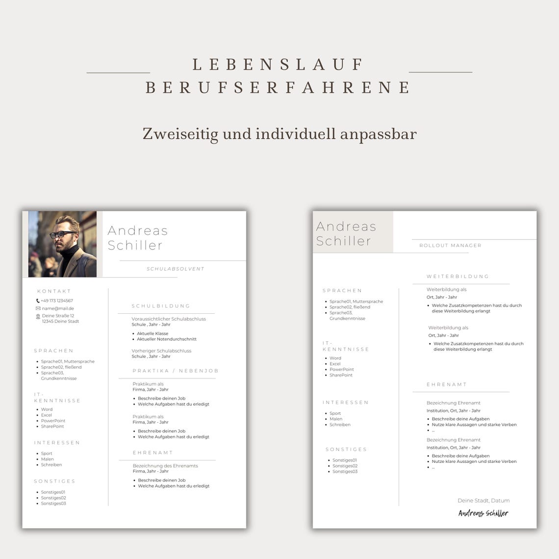 Application Template German CV Tabular Creative Cover Letter Modern ...