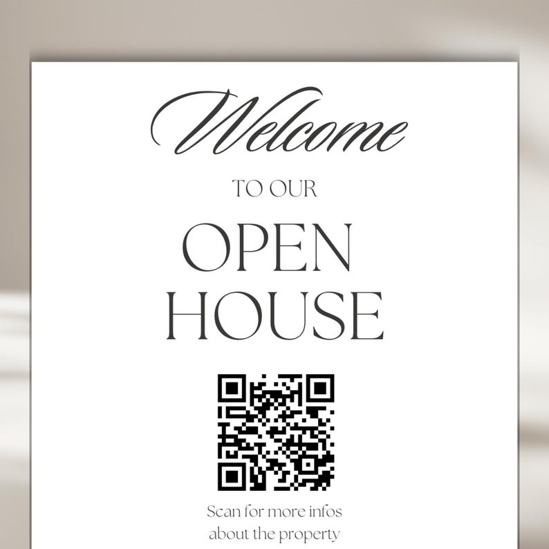 Open House Sign in QR Code Poster Real Estate Template Modern Welcome ...