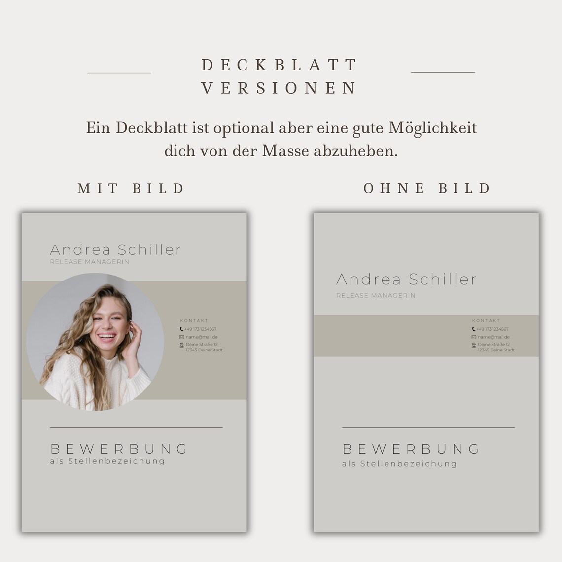 Application Template German CV Tabular Creative Cover Letter Modern ...