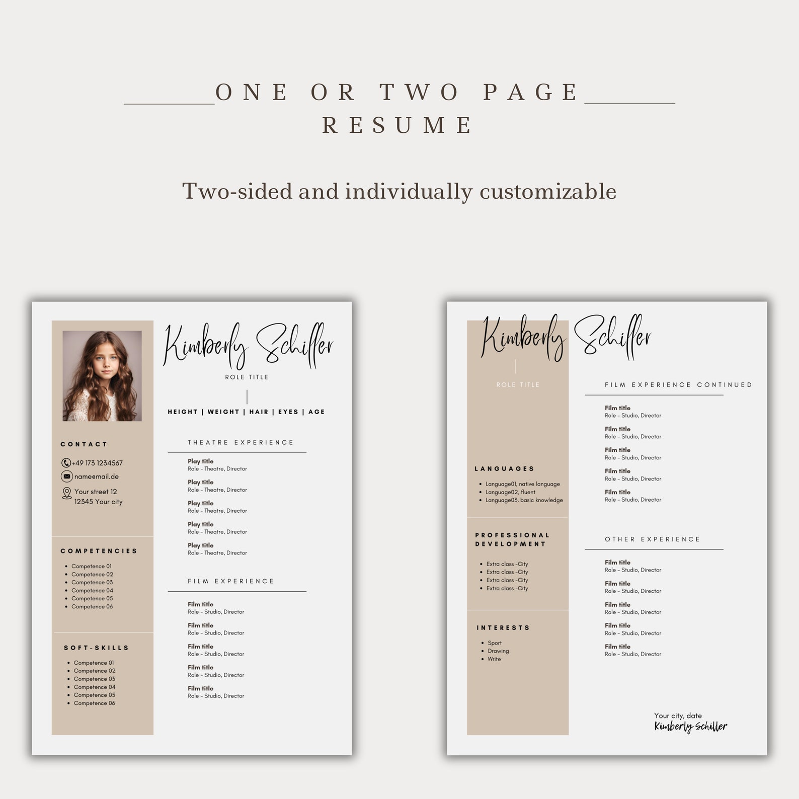 Child Actor Resume Template Boho Photo Canva Child Model Actor ...