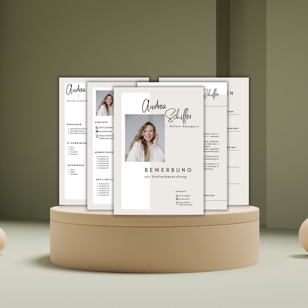 Application Template German CV in Table Creative Cover Letter Modern ...