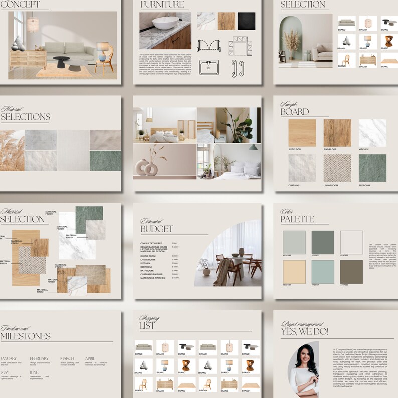 Interior Design Presentation Template Boho Beige Concept Mood Board ...