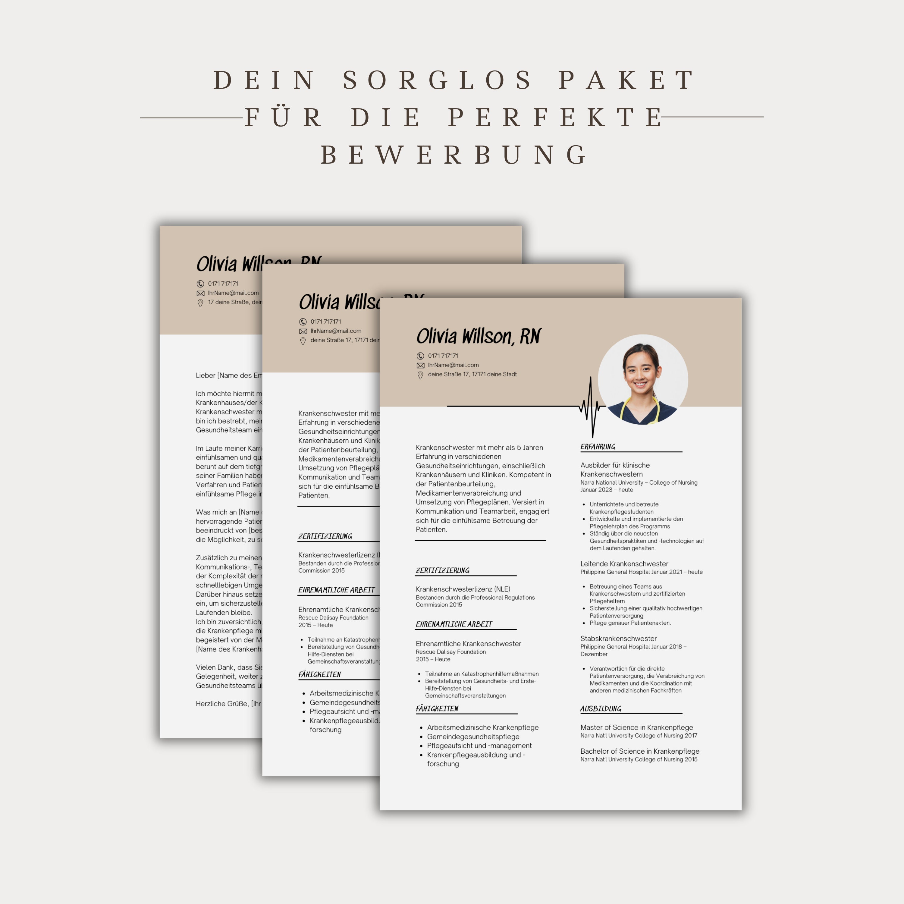 Nurse Resume Template Canva German Nursing Cover Letter RN New Nurse ...
