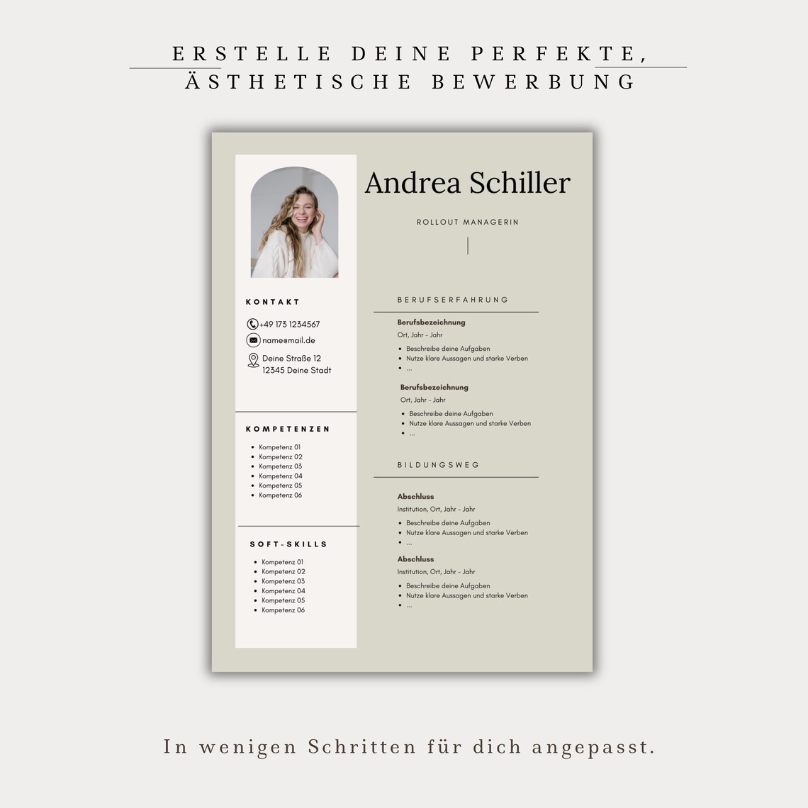 Application Template German CV Tabular Creative Cover Letter Modern ...