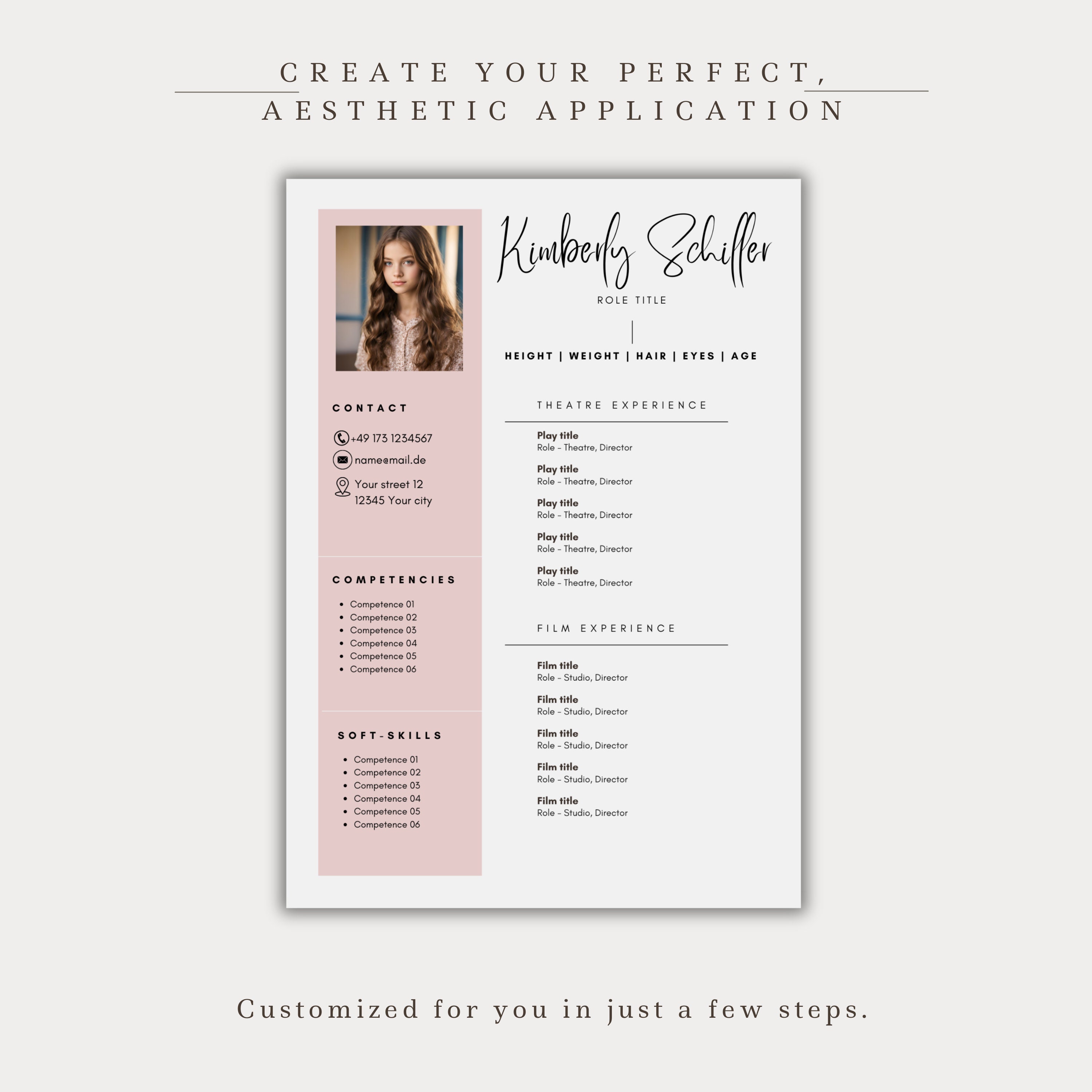 Child Actor Resume Template Boho Photo Canva Child Model Actor ...