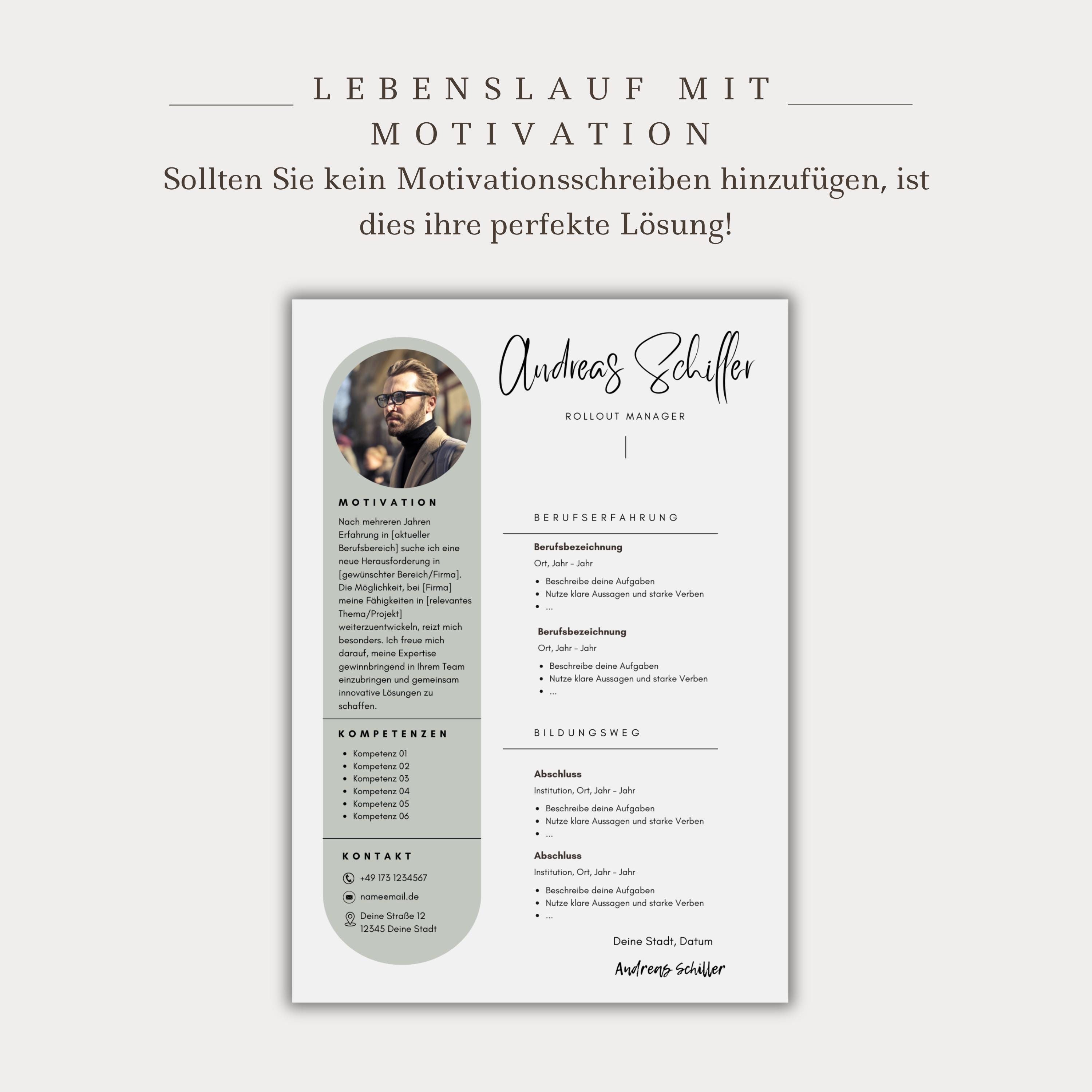 Application Template German CV Tabular Creative Cover Letter Modern ...