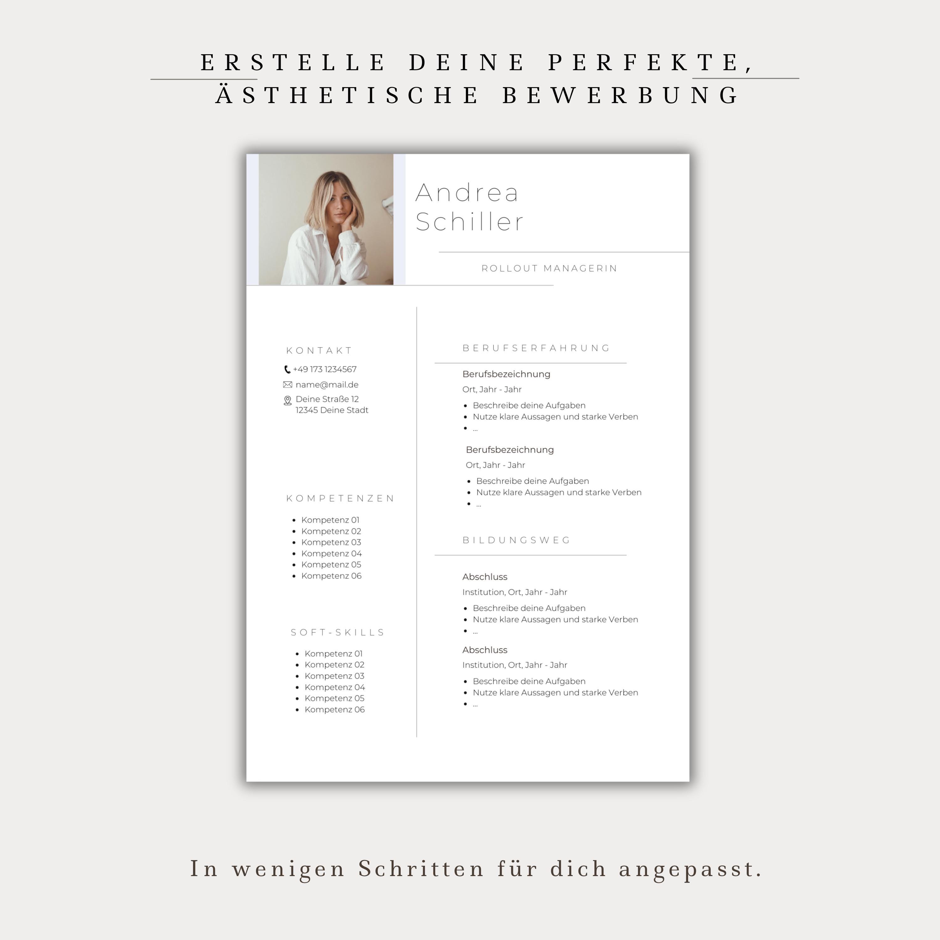 Application Template German CV Tabular Creative Cover Letter Modern ...